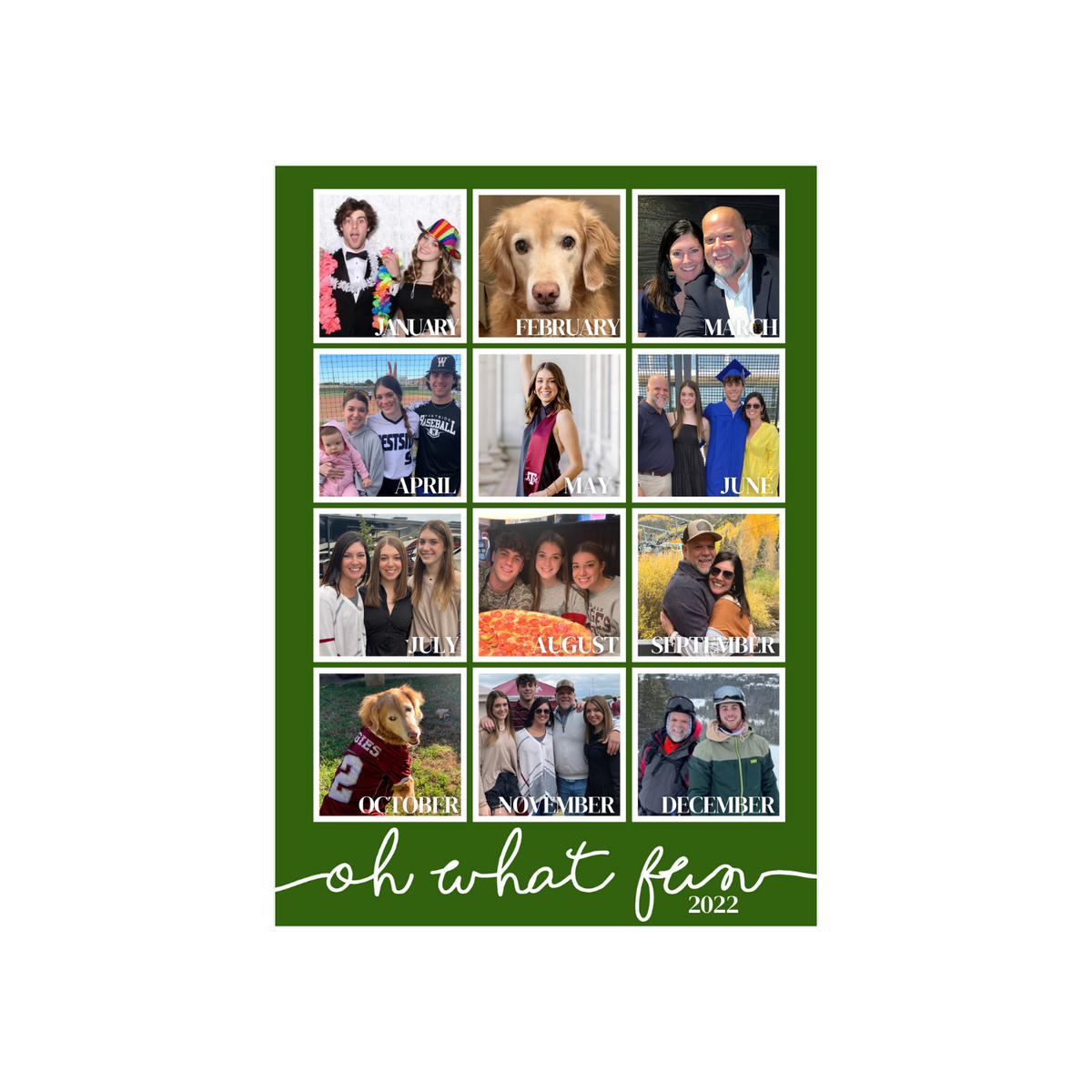 Months of the Year Green Holiday Card – Scribbled Designs
