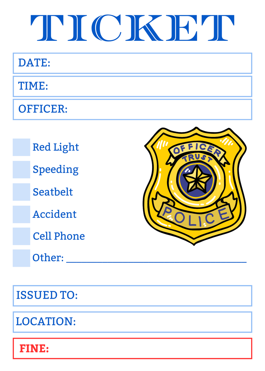 Imaginary Play Police Officer Notepad – Scribbled Designs