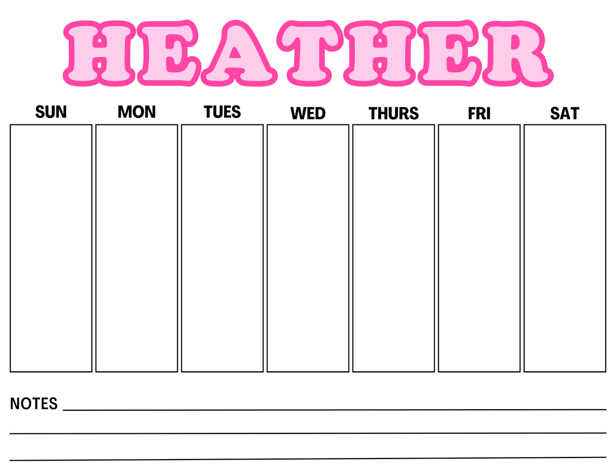 Weekly Calendar Notepad – Scribbled Designs