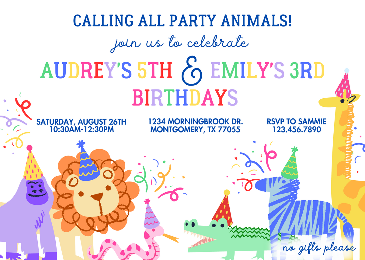 Party Animal Invitation – Scribbled Designs